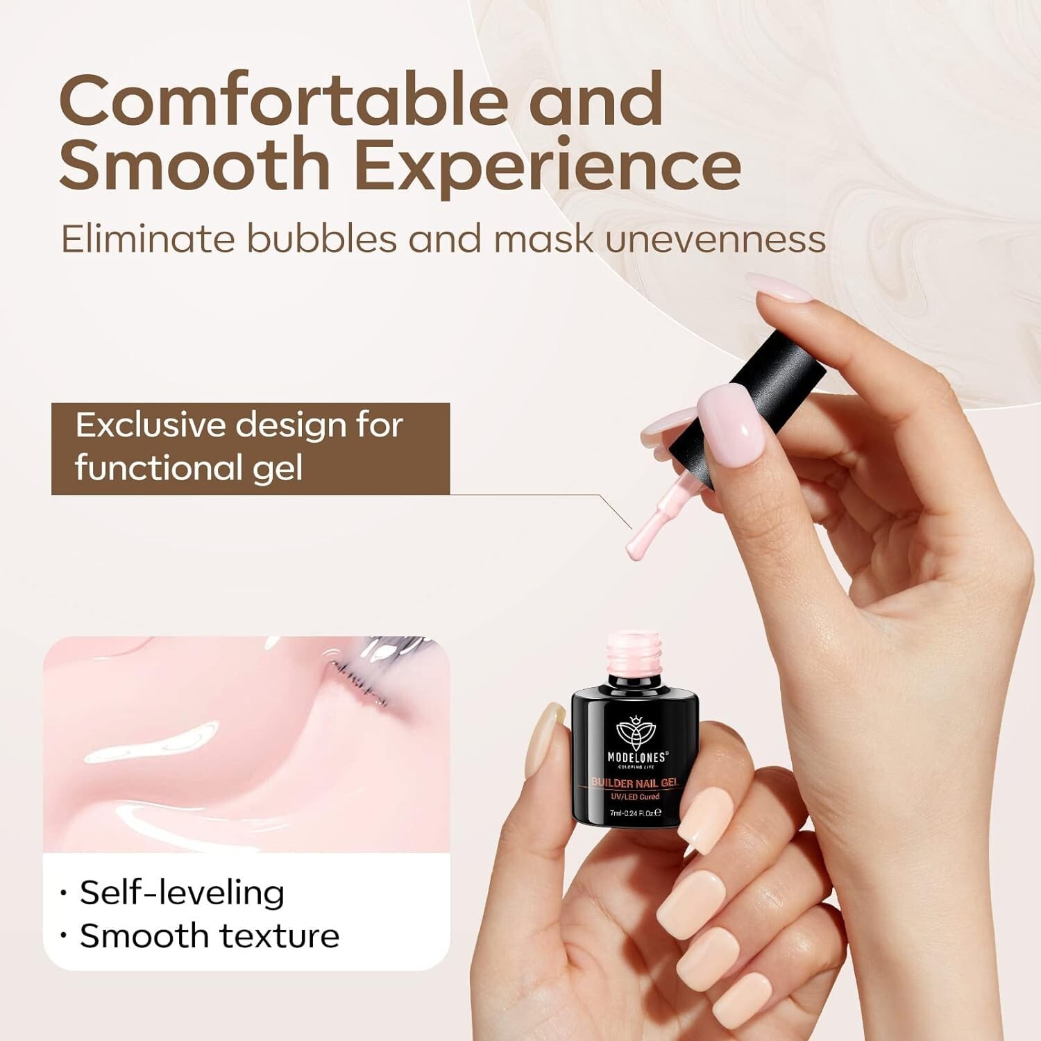 Modelones Builder Nail Gel 6 Colors, 8-In-1 Gel Builder Set for Nails ...
