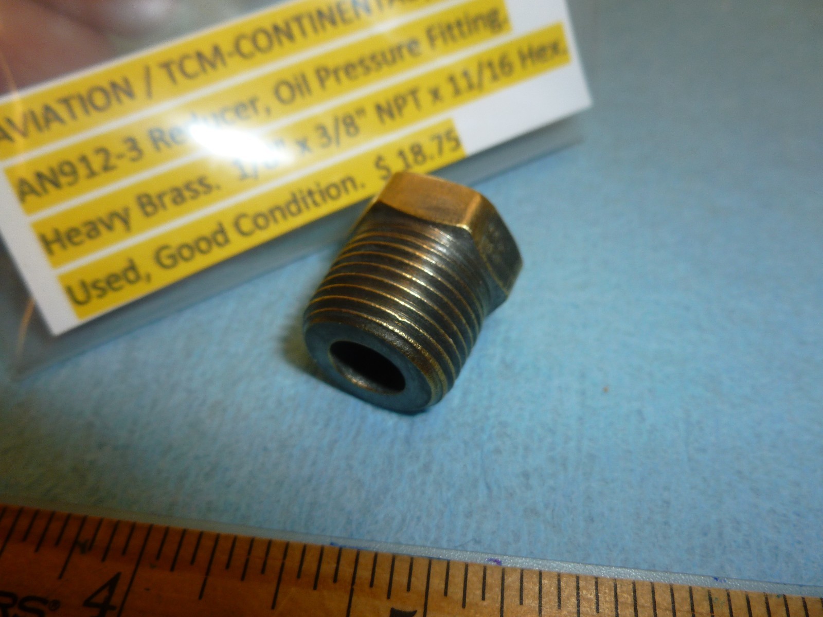 Heavy BRASS AN912-3 REDUCER, OIL PRESSURE FITTING p/n AN912-3 (AVIATION ...