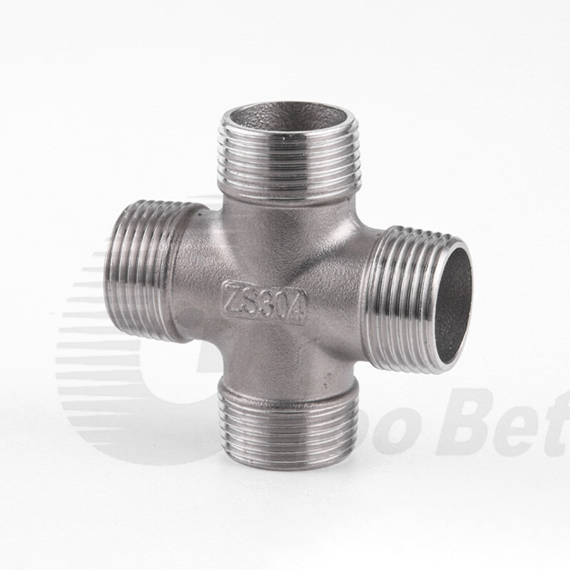 Stainless Steel Cross 4 Way Connector 1/4" - 1" BSP Male Threaded Pipe ...