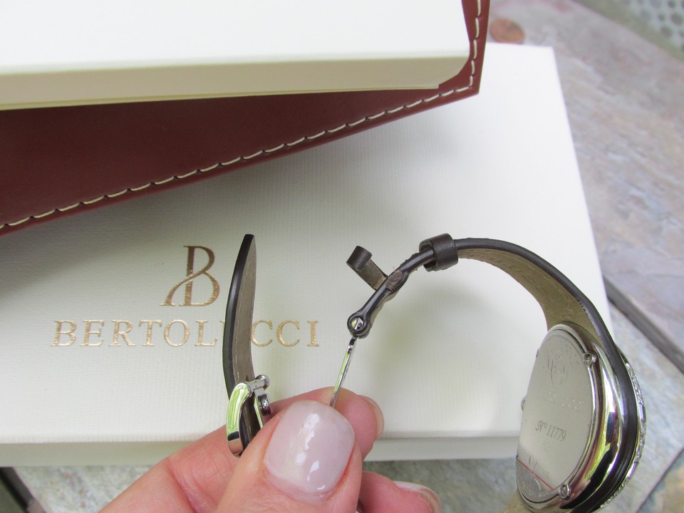 Bertolucci Serena Garbo Diamond Stainless Steel Brown Leather Strap Mop ...