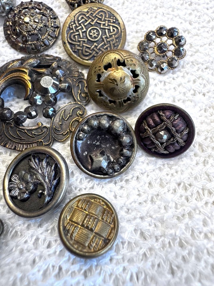 Antique Metal Buttons Brass Floral Tint Cut Steel B101 | eBay