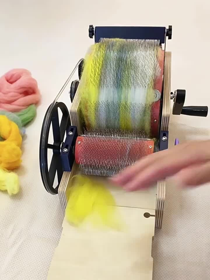 Wool Drum Carding Machine Wooden Frame Craft Drum Carder Manual Fibre ...