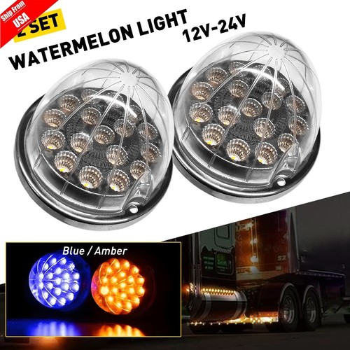 AMBER BLUE WATERMELON LED LIGHT W/CHROME RING LEDS MARKER AND TURN ...