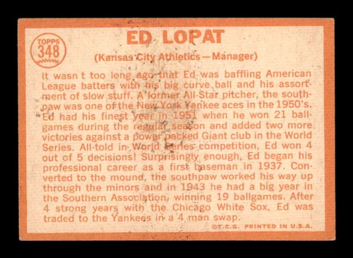 1964 Topps #348 Ed Lopat MG VGEX X2951624 | eBay