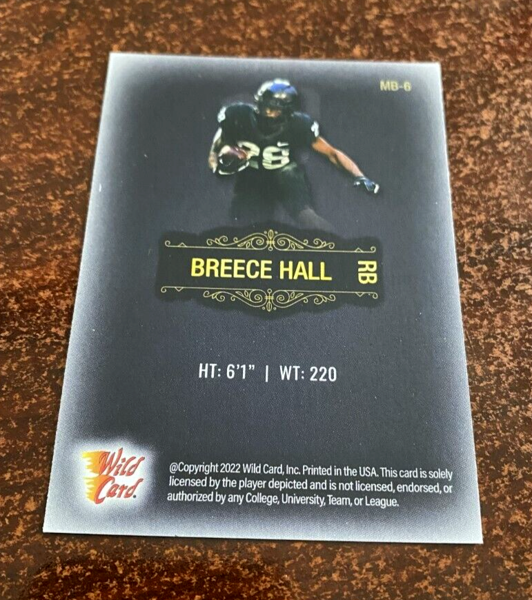 2022 Wild Card BLACK Matte Football BREECE HALL ROOKIE RC #MR6 NEW YORK ...
