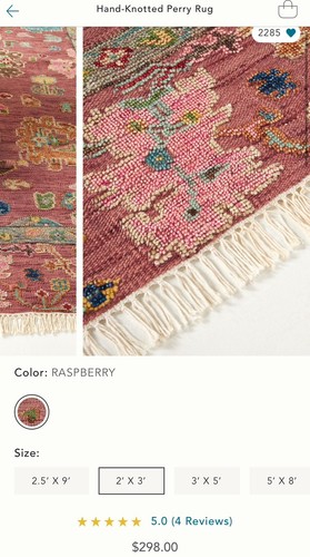 Anthropologie Hand-Knotted Perry Rug 2 X 3’ New With Tags | eBay