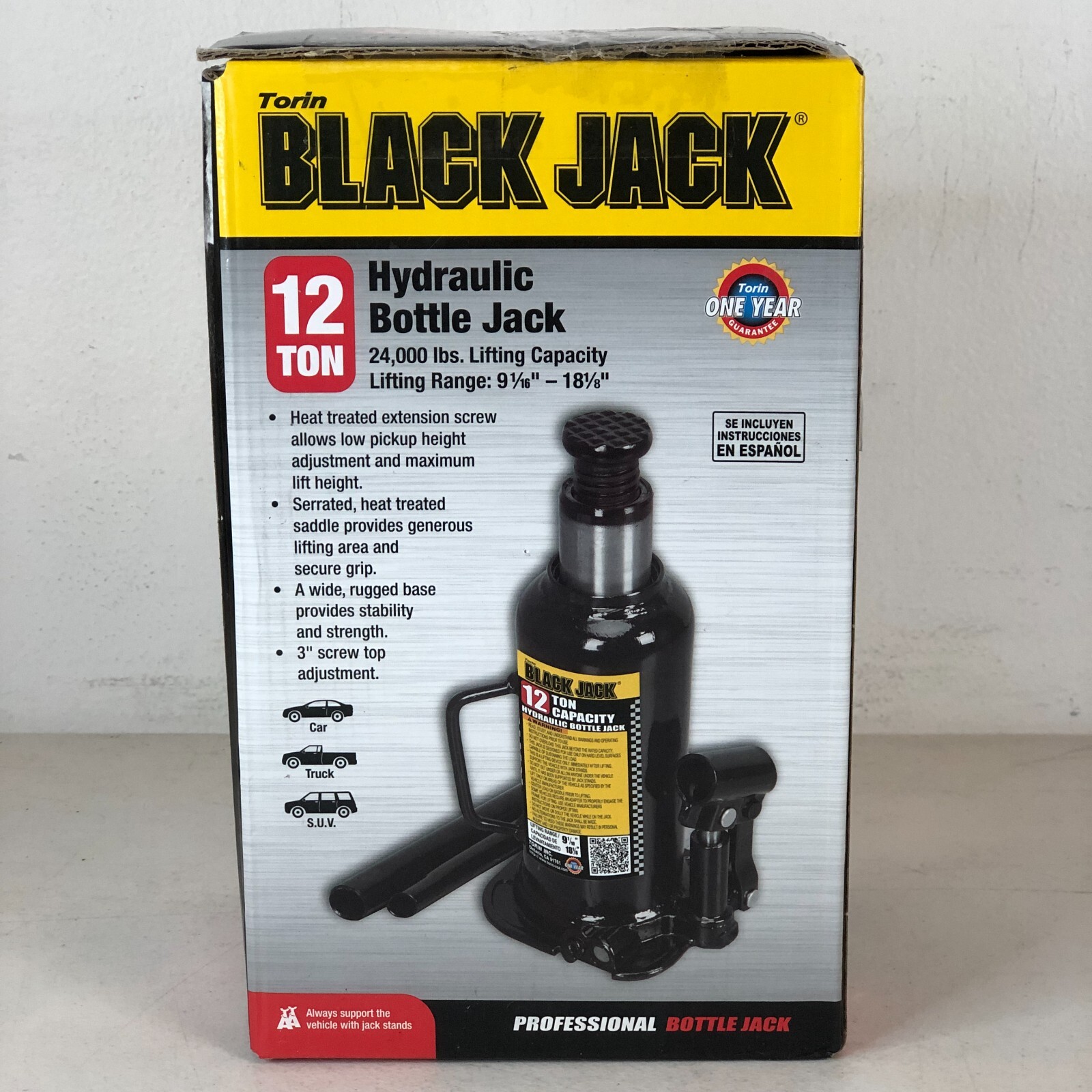 Torin T91213W Black Jack Hydraulic Bottle Jack 12 Ton 24000 lbs Raise a vehicle 681131347594| eBay