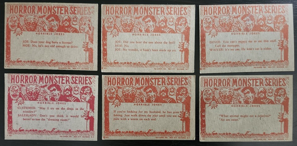 1961 Nu-Cards Horror Monster Card Lot (Grey Backs) | eBay