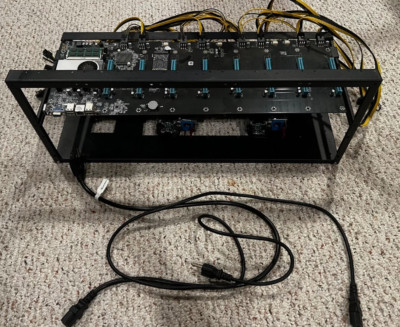 Crypto Mining Rig 8 Gpu Slot Miner Motherboard 16 Power Cables X3 750w ...