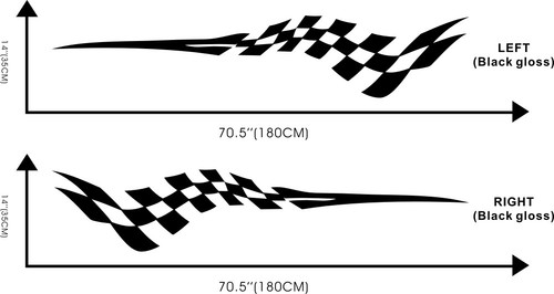 Car Stickers Checkered Flag 70'' for Polo Yairs VIOS VITZ Vinyl Side ...