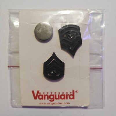 Vanguard Chevron Black Military Rank Pins SET OF 2 + 1 Round Metal ...