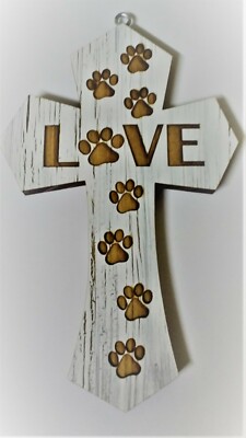 hanging cross, mini, dog tracts, pet cross, handmade, wooden | eBay