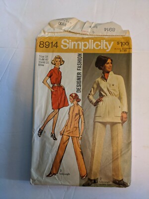 1970 Vintage SIMPLICITY 8914 Misses' Dress Tunic Pants Size 18 Bust 40 ...