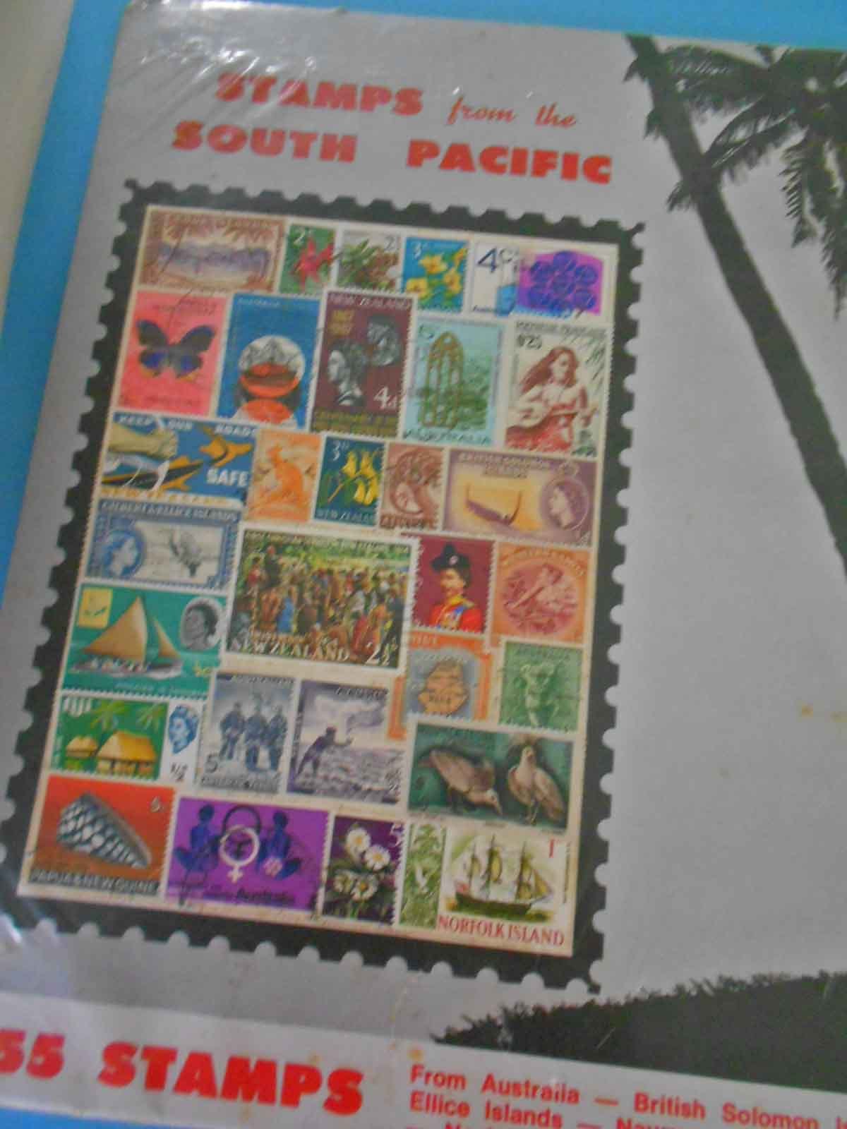 VINTAGE STAMPS FROM THE SOUTH PACIFIC - 55 STAMPS - IN ORIGINAL PACKET ...