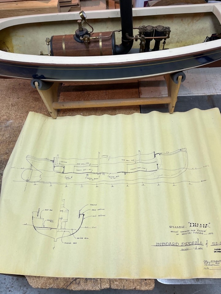 Working Diana RC Model Steam Launch w/Stuart D10 Steam Engine, 50" Long ...