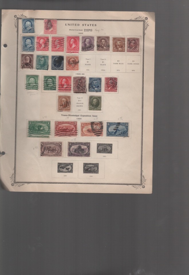 us stamp collection 70 stamps used album page 1887 - 1898 cv 1099 (mb28 ...
