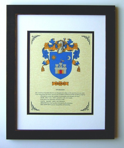 HERALDRY COAT OF ARMS ~ VASQUEZ FAMILY CREST ~ FRAMED | eBay