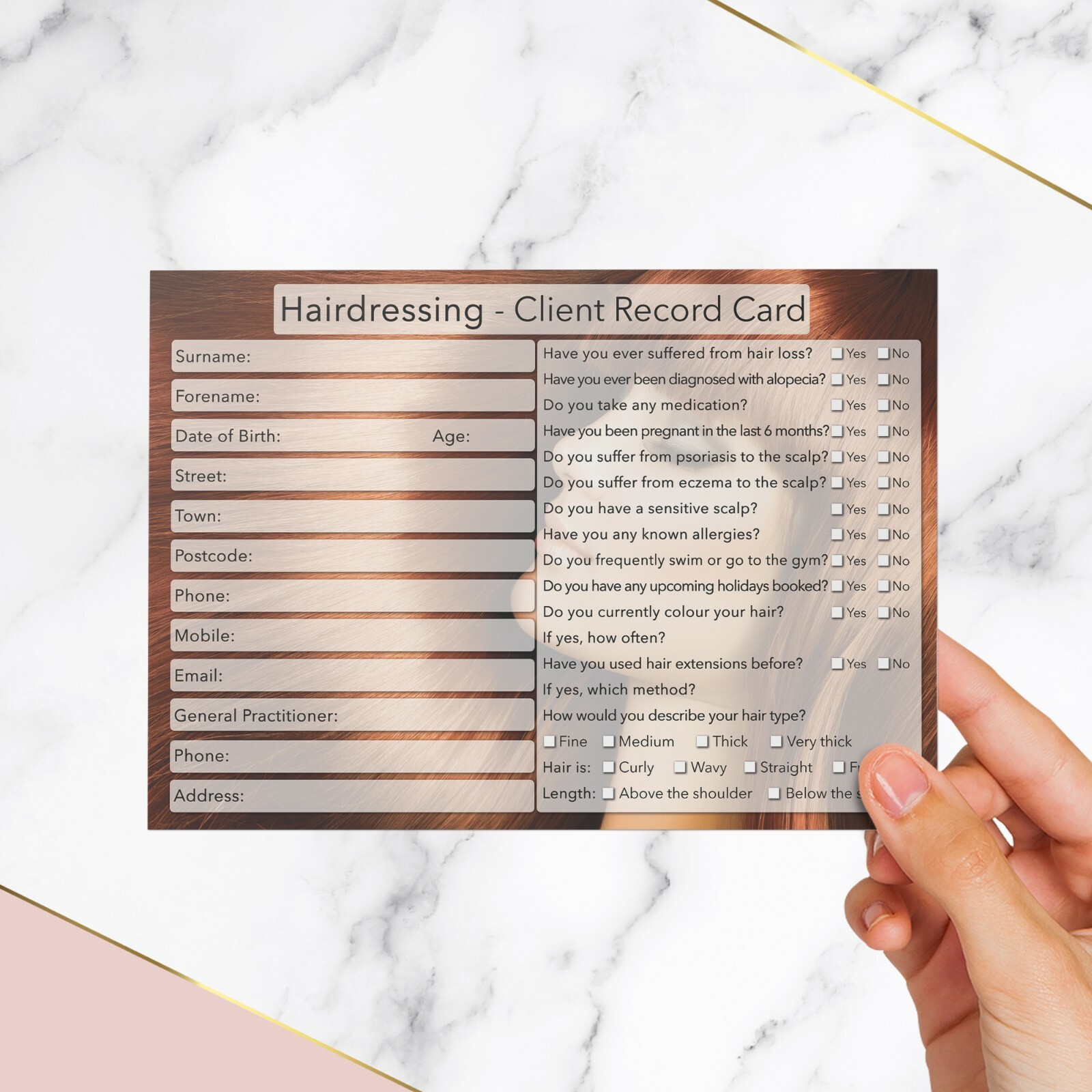 Hairdressing Client Record Card NEW - PREMIUM Treatment Cons. A6 Pack ...