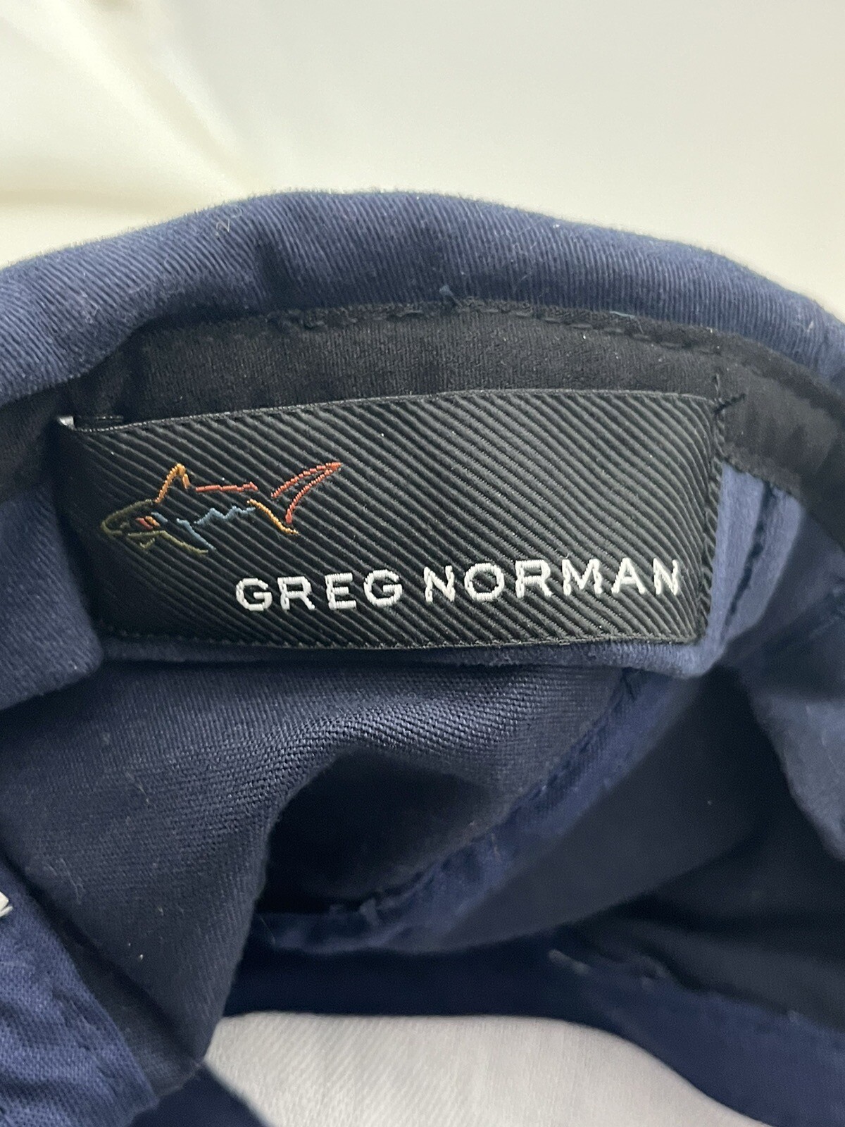 Vintage Greg Norman Shark Embroidered Blue Baseball Hat Elastic Back 23 ...