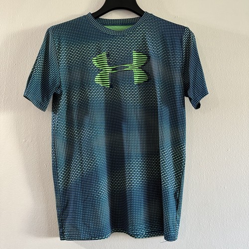 Under Armour Heat Gear Boys Size YXL Short Sleeve Green Zig Zag Pattern ...