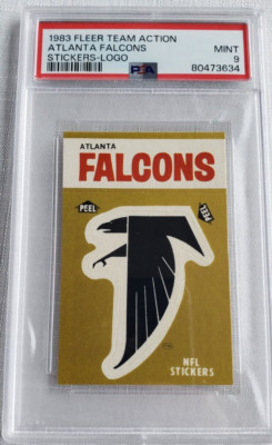 1983 Fleer Team Action Atlanta Falcons Stickers Logo Card PSA 9 Mint a ...
