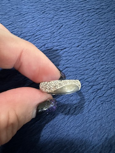 Vtg SU Sterling Silver 925 Modernist Cubic Zirconia wave Ring, Size 8. ...