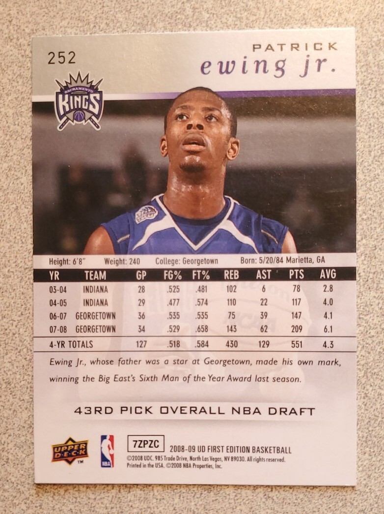 2008-09+Upper+Deck+First+Edition+-+%23252+Patrick+Ewing+Jr.+%28RC%29 ...