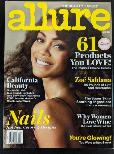 2013 June Allure Magazine Zoe Saldana Beauty Fashion Ads | eBay