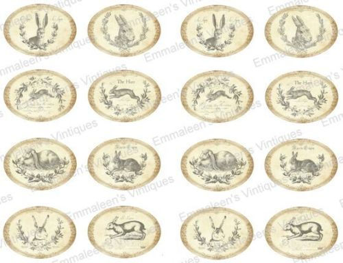 Vintage Image Victorian Grunge Bunny Bunnies Labels Waterslide Decals ...