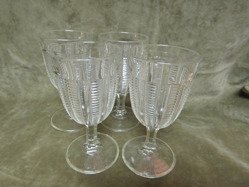 Victorian Pressed Pattern Glass Clear Color Water Goblet Lot of 4 ...