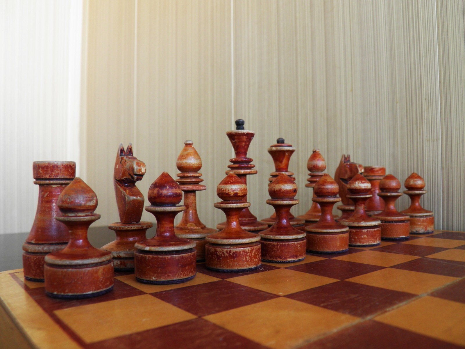 Vintage chess set. Old wooden chess of the 60s made in the USSR old ...