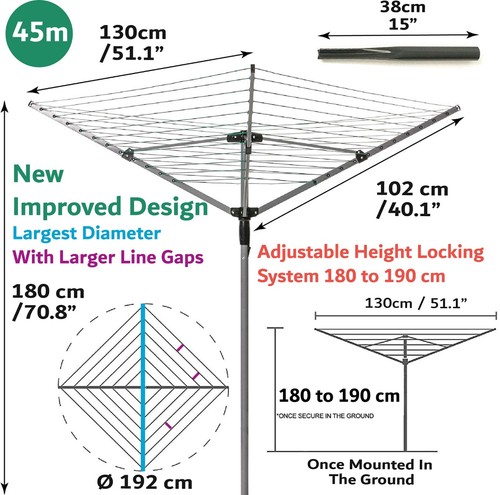 Rotary Washing Line Clothes Line Rotary Airer With Ground Spike And ...