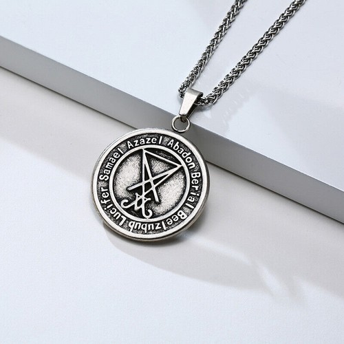 Sigil of Lucifer Coin Pendant Necklace Pagan Occult Satanic Inverted ...