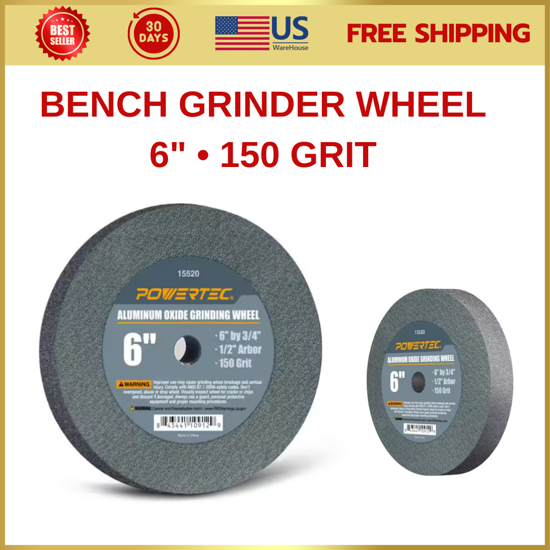 6in. x 3/4in. 150-Grit 1/2 in. Arbor Aluminum Oxide Grinding Wheel ...