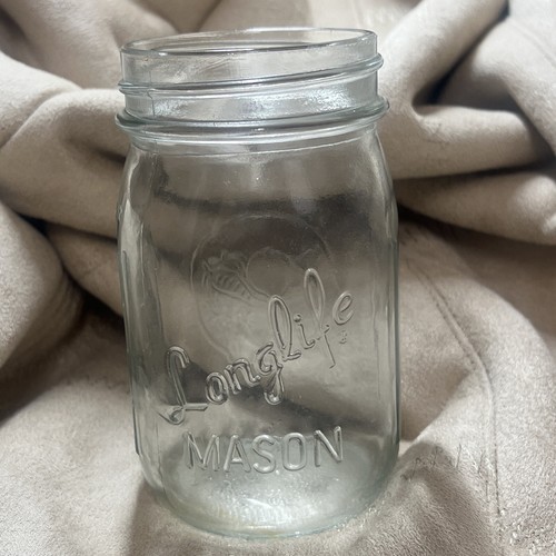 Vintage Longlife Mason Canning Jar PINT Glass Collectible #9025 LAURENS ...