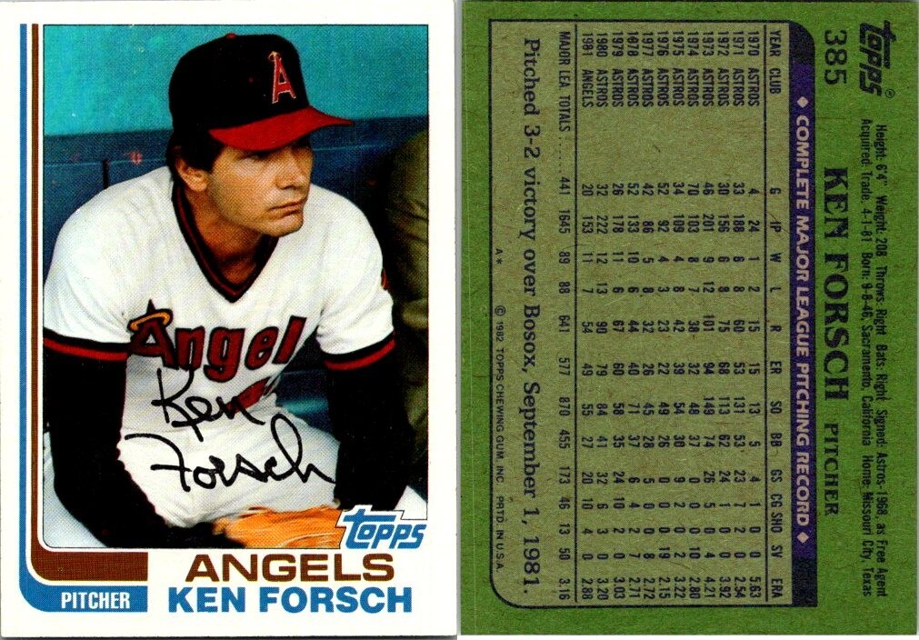 1982 Topps Baseball #385 Ken Forsch | eBay