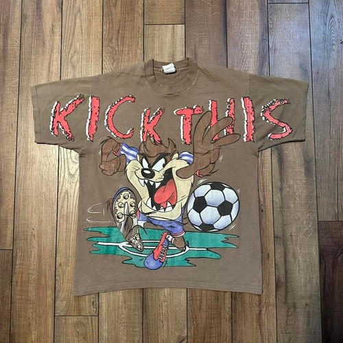 Vintage Looney Tunes Taz Soccer Kick This T Shirt Men's Size Large 90s ...
