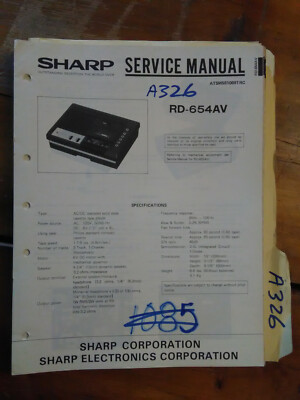 Sharp rd-654 av Service Manual Original Repair Book tape deck player ...