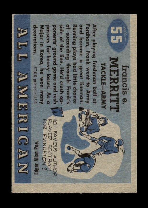 1955 Topps All-American Set-Break # 55 Frank Merritt LOW GRADE (crease ...