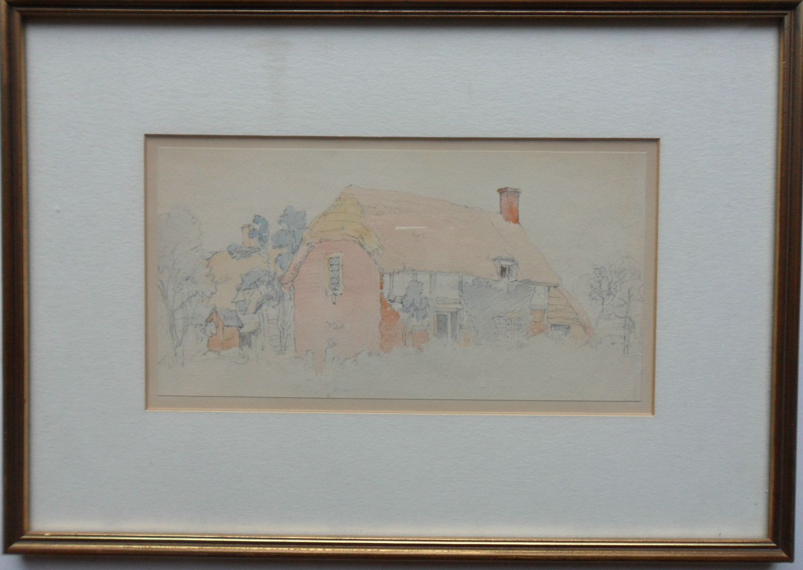 AARON EDWIN PENLEY 1807-1870 ORIGINAL PAINTING OF A COTTAGE WITH ...