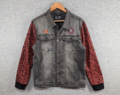 Rock Rebel EMP x Rout 66 Denim Jeans Biker Jacket with Printed Sleeves ...