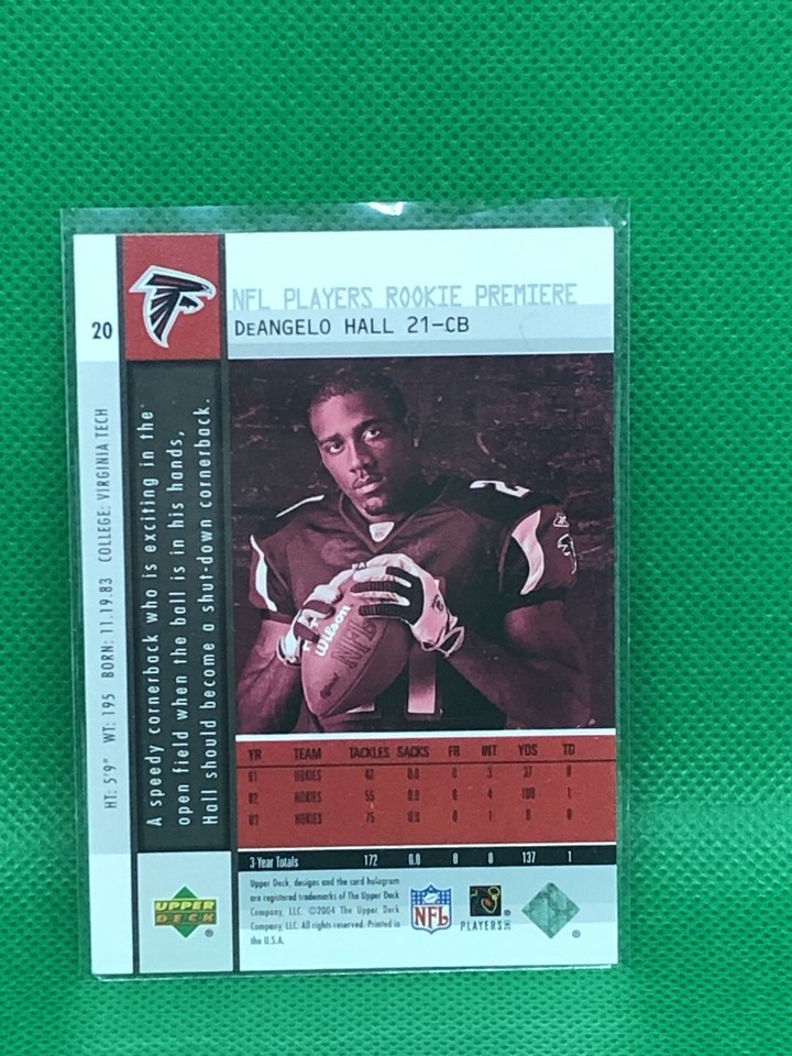 2004 Upper Deck Rookie Premiere Football #20 DeAngelo Hall | eBay