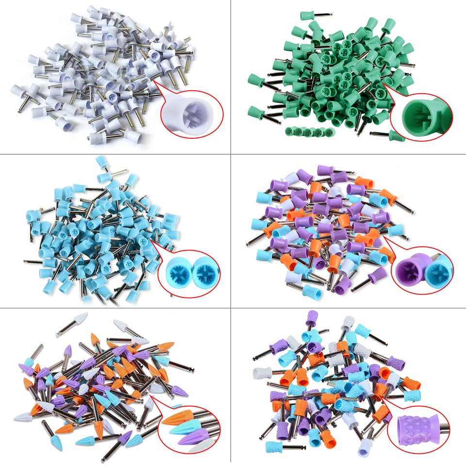 Dental Rubber Polishing Prophylaxis Cups Brushes Teeth Prophy Polisher ...
