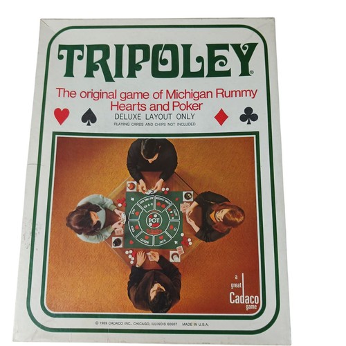 Vintage 1969 Cadaco Tripoley Vinyl Play Mat For Rummy Poker Card Game ...