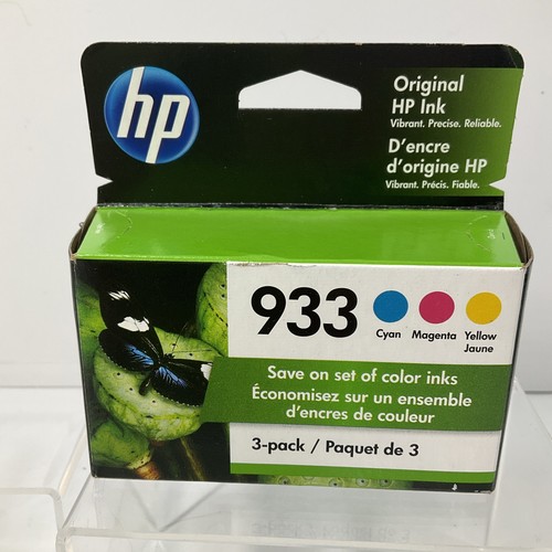 BOX OF 3 GENUINE HP 933 INK CARTRIDGES Cyan, Magenta, Yellow Exp: Aug ...