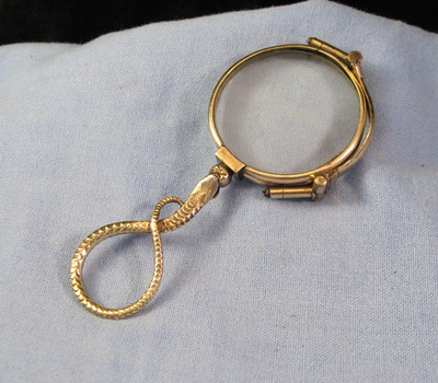 VICTORIAN ANTIQUE GOLD COBRA SNAKE ANTIQUE MAGNIFYING GLASS LORGNETTES ...
