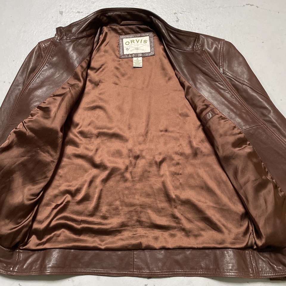 Orvis Lambskin Leather Bomber Outdoor Work Jacket Men’s Medium | eBay