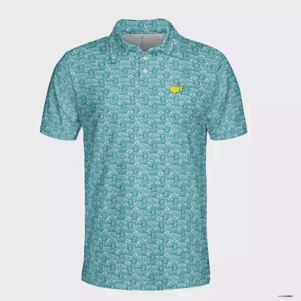 Masters Tech Men's Badge Design Performance Golf Shirt Polo All Printed ...
