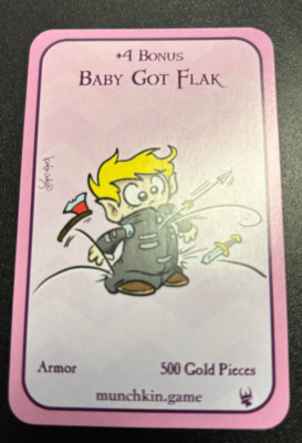 Munchkin Promo Card - Babies - Baby Got Flak Armor +4 Bonus - NEW! | eBay