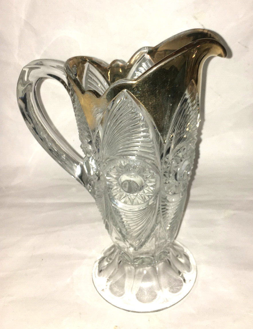 EAPG ANTIQUE BULLSEYE & FAN PITCHER U S GLASS | eBay